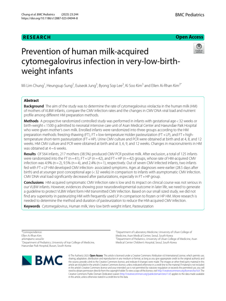 Prevention of Human Milk-Acquired | PDF | Preterm Birth | Infection