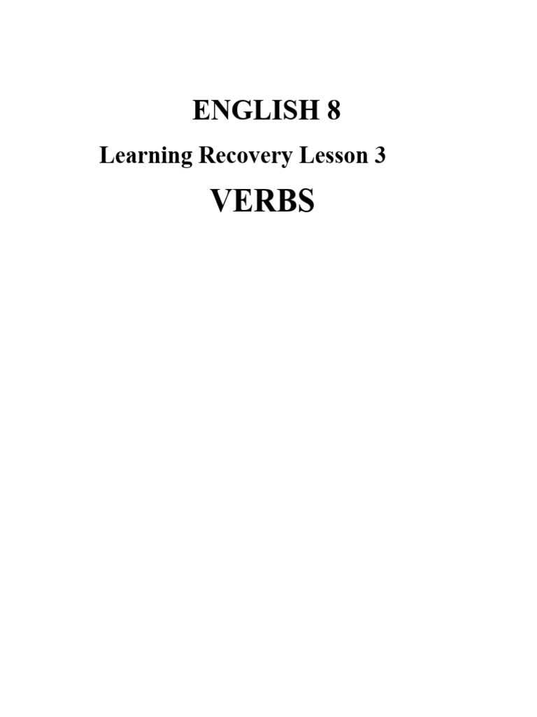 Lesson 3 VERBS | Download Free PDF | Verb | Subject (Grammar)