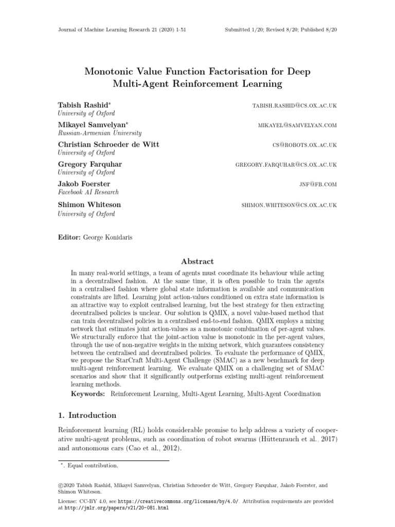 QMIX Long | PDF | Applied Mathematics | Artificial Intelligence