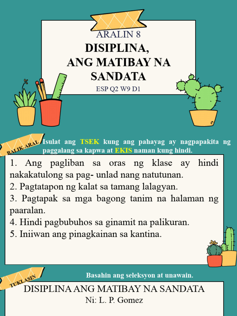 Disiplina, Ang Matibay Na Sandata: Aralin 8 | PDF