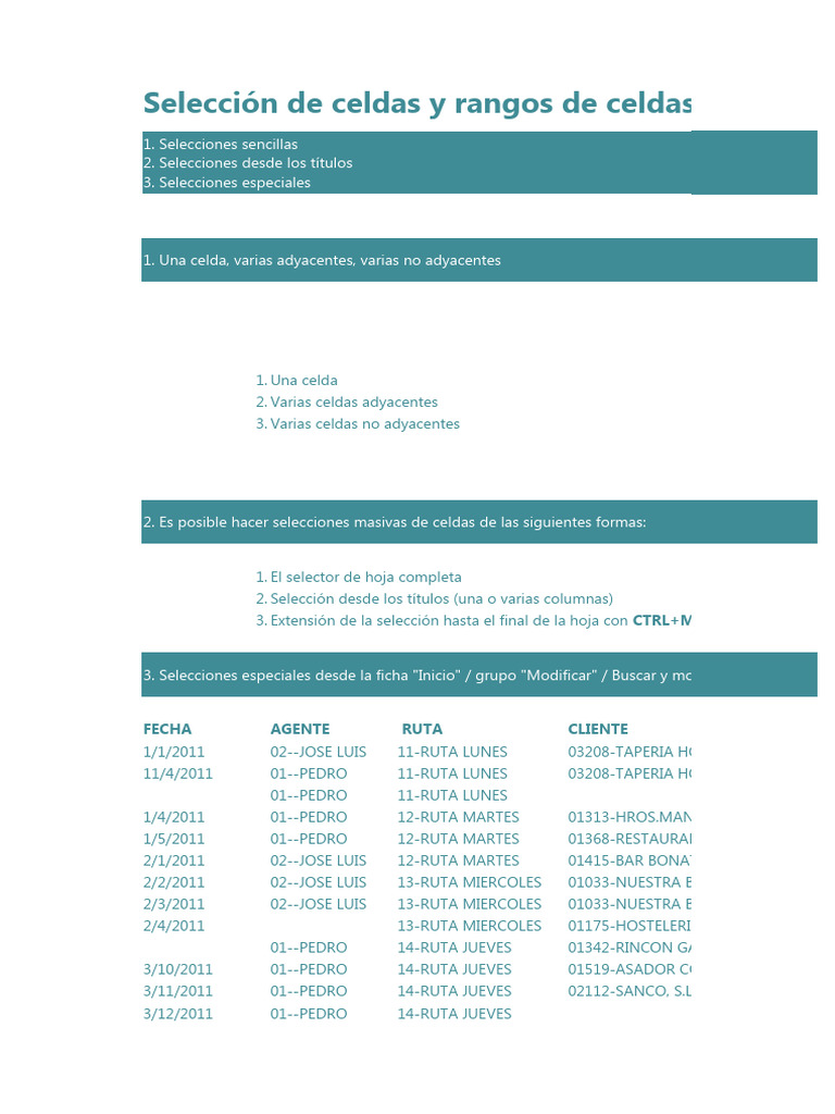 Selección de Celdas y Rangos de Celdas | PDF | Hogar, jardinería y bricolaje
