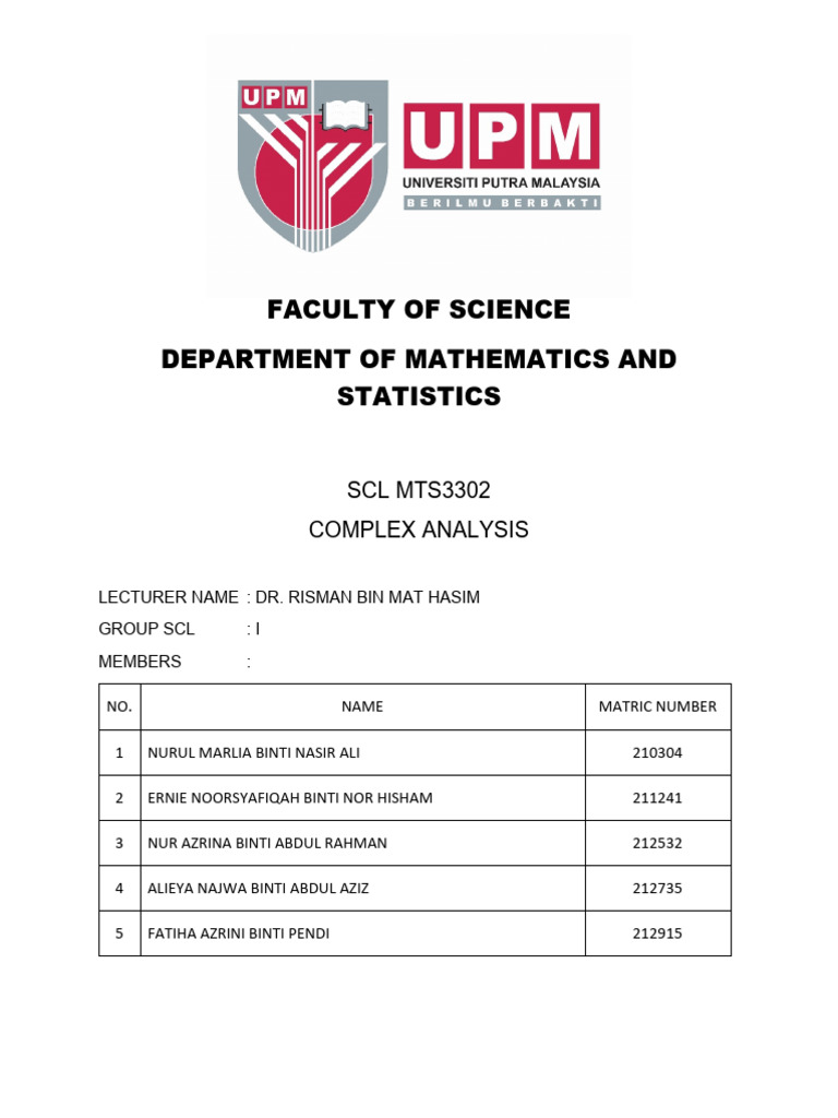 Mts3302 Complex Analysis Assignments Pdf Mathematics Mathematical
