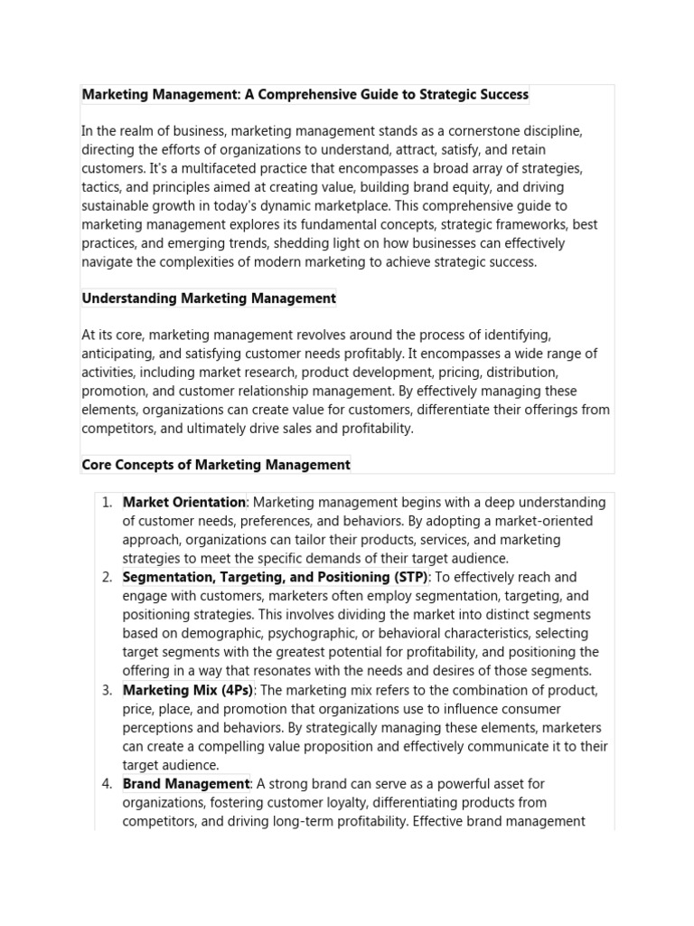 Marketing Management | PDF | Marketing | Market Segmentation