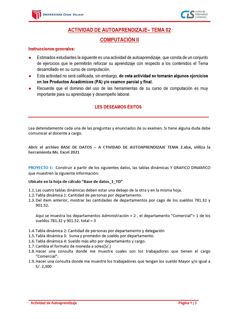 C2 - Re - Actividad de Autoaprendizaje - Tema 2 | PDF | Informática
