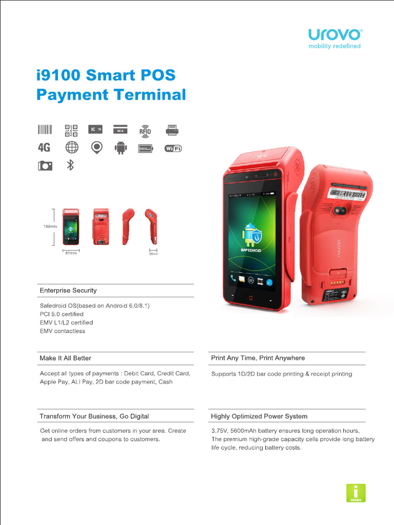 I9100 Smart POS Payment Therminal | PDF