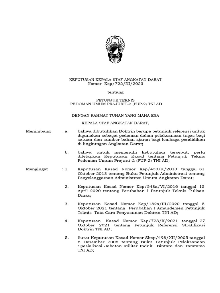 Keputusan Kasad - 2 | PDF