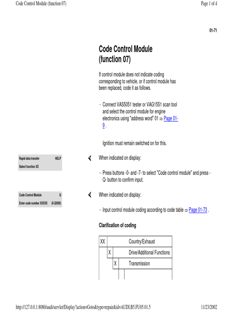 01-71 Code Control Module | PDF | Manual Transmission | Motor Vehicle