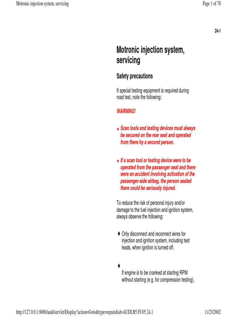 Motronic Injection Safety Guide | PDF | Throttle | Mechanical Engineering