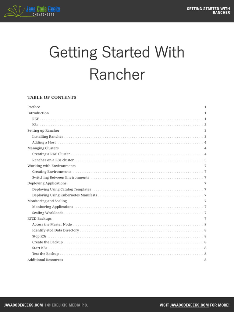 Getting Started With Rancher Cheatsheetw_java136 | PDF | Computer Cluster | Cloud Computing