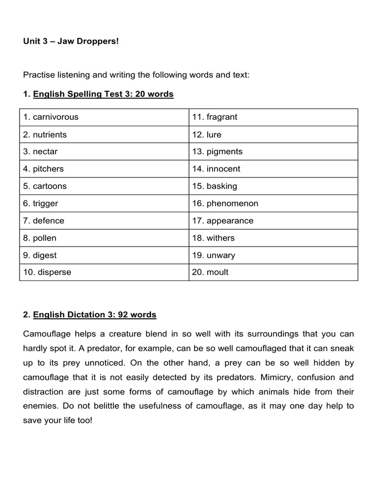 English Spelling and Dictation Practice | PDF