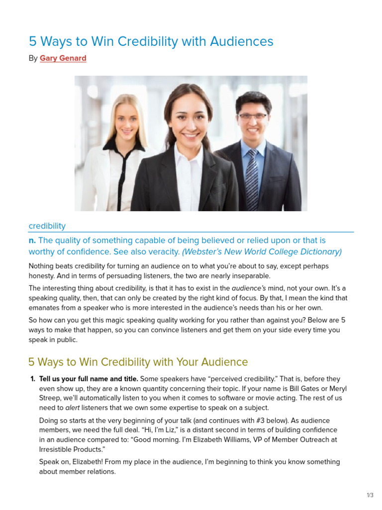 5 Ways To Win Credibility With Audiences W - Thab68 | PDF | Public ...