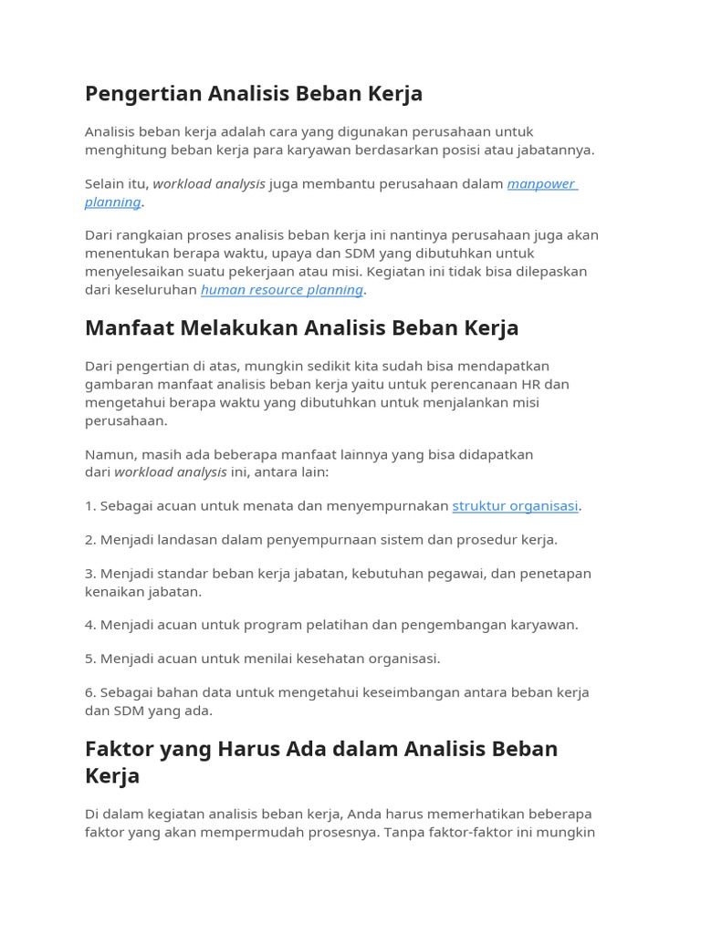 Pengertian Analisis Beban Kerja | PDF | Karier & Perkembangan | Bisnis