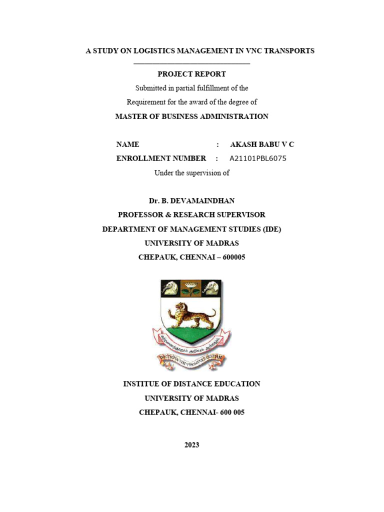 Final Sample - Merged | PDF | Logistics | Supply Chain Management