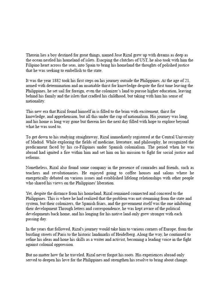 Rizal Narrative | PDF | Philippines