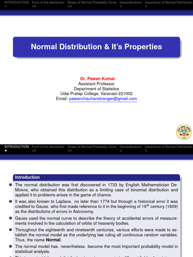 Normal Distribution & It's Properties | PDF | Normal Distribution | Probability Distribution