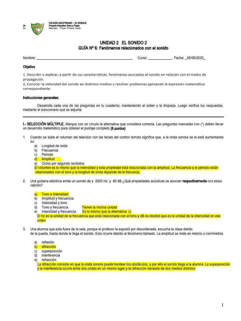 Fisica Solucionariofenoasoson 1m | PDF | Sonido | Olas