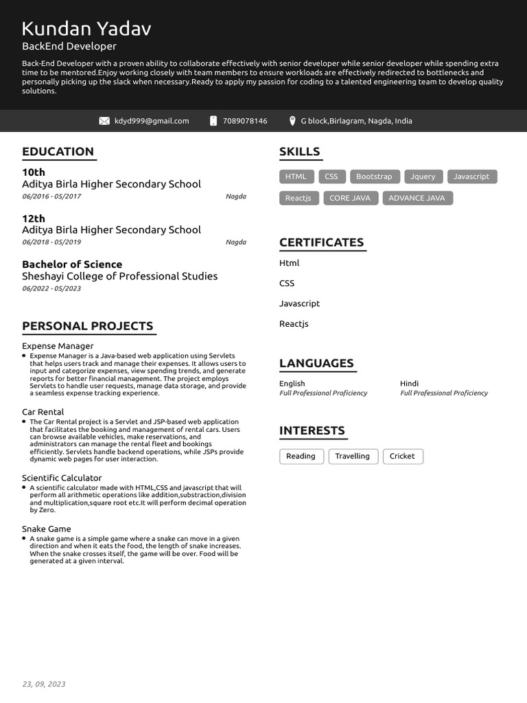 Kundan's Resume (11) (E, C, S, S) (CJ, AJ) | PDF | World Wide Web | Internet & Web