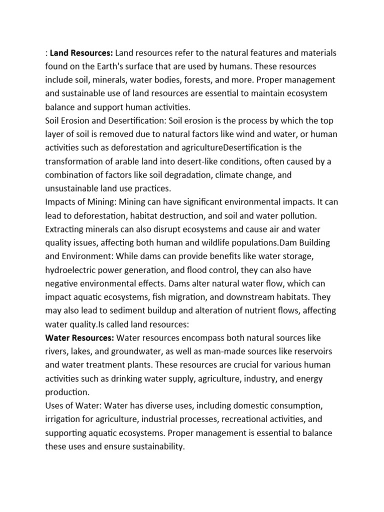 Land Resources | PDF | Biodiversity | Energy Development