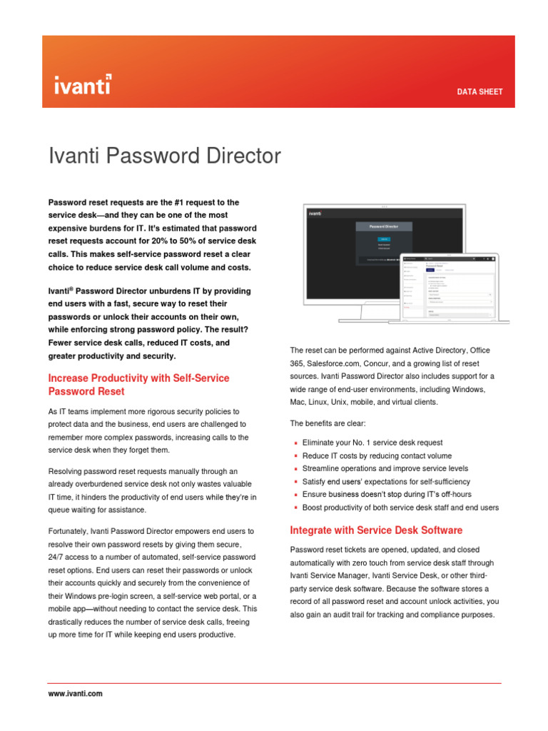 Ivanti Password Director: Increase Productivity With Self-Service Password Reset | PDF ...