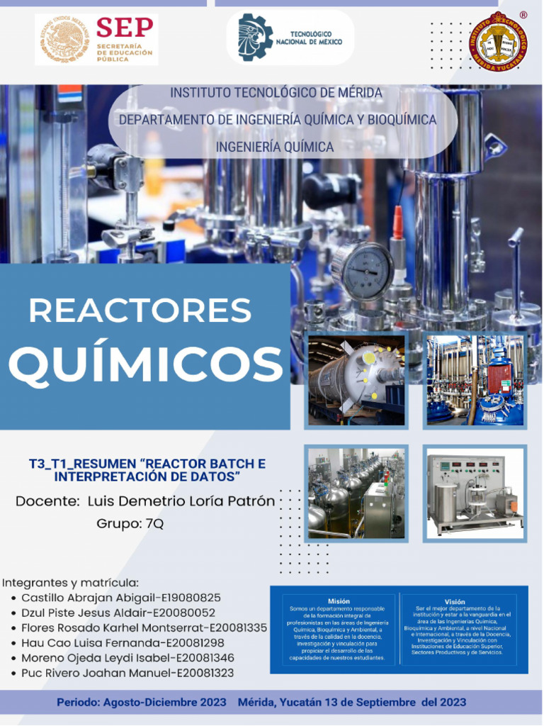Reactores Químicos | PDF | Reactor Quimico | Velocidad de reacción