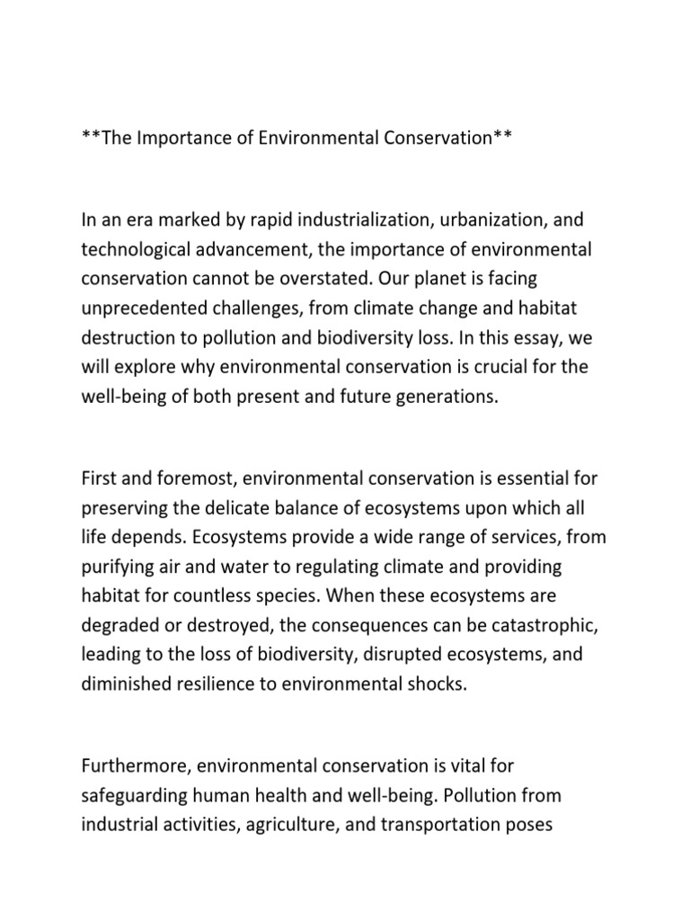 The Importance of Environmental Conservation | Download Free PDF ...