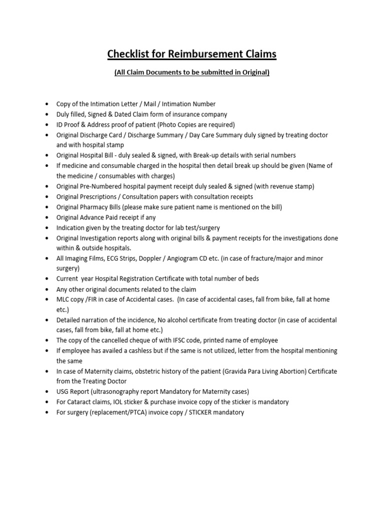 Medi Assist Reimbursement Claim Guide | PDF | Hospital | Insurance