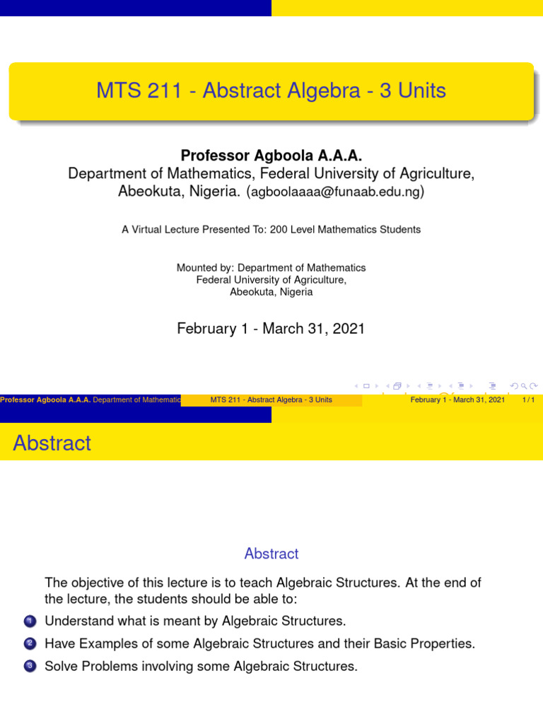 MTS 211 Structures | PDF | Group (Mathematics) | Abstract Algebra