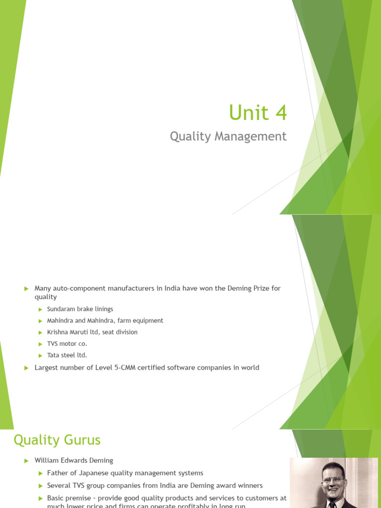 OMM-Unit 4 Sess 1 - Quality Management | Download Free PDF | Quality (Business) | Product (Business)
