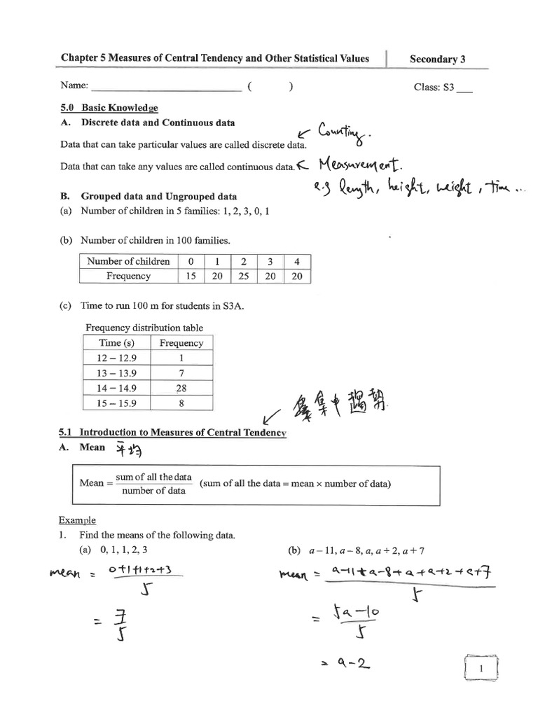 f3 Maths chp5 | PDF