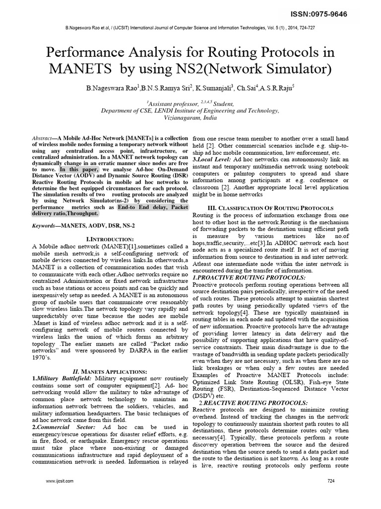 Performance Analysis For Routing Protocols In Pdf Wireless Ad Hoc Network Routing