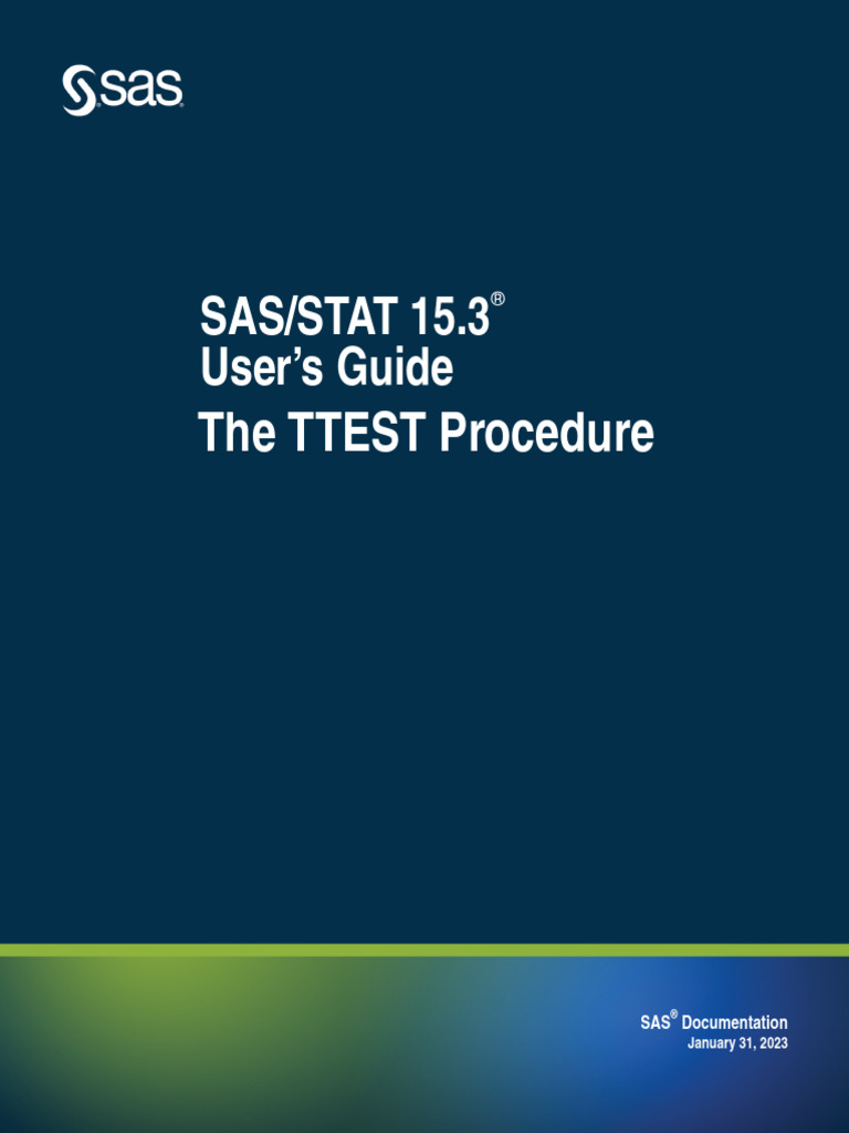 Proc Ttest - Sas User Guide | PDF | Student's T Test | Bootstrapping ...