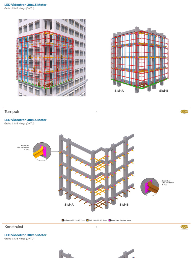 Struktur Konstruksi Led Videotron 30x15 Meter Graha Cimb Niaga | PDF