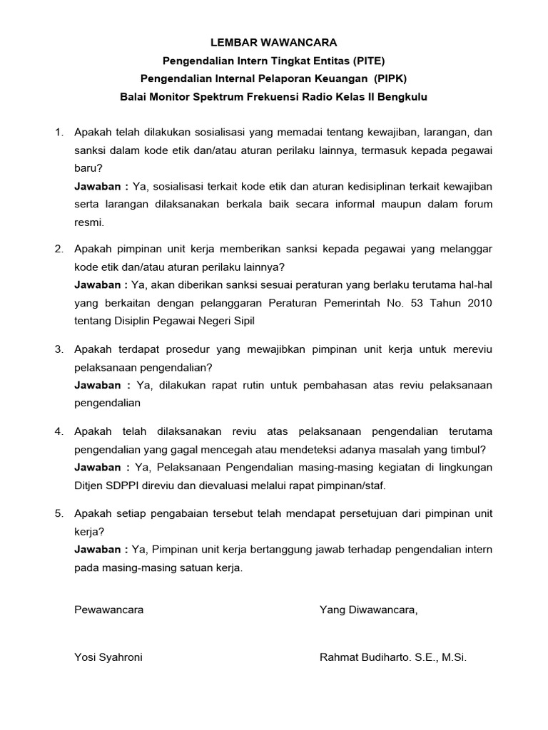 Lembar Wawancara | PDF | Karier & Perkembangan | Pengembangan Diri