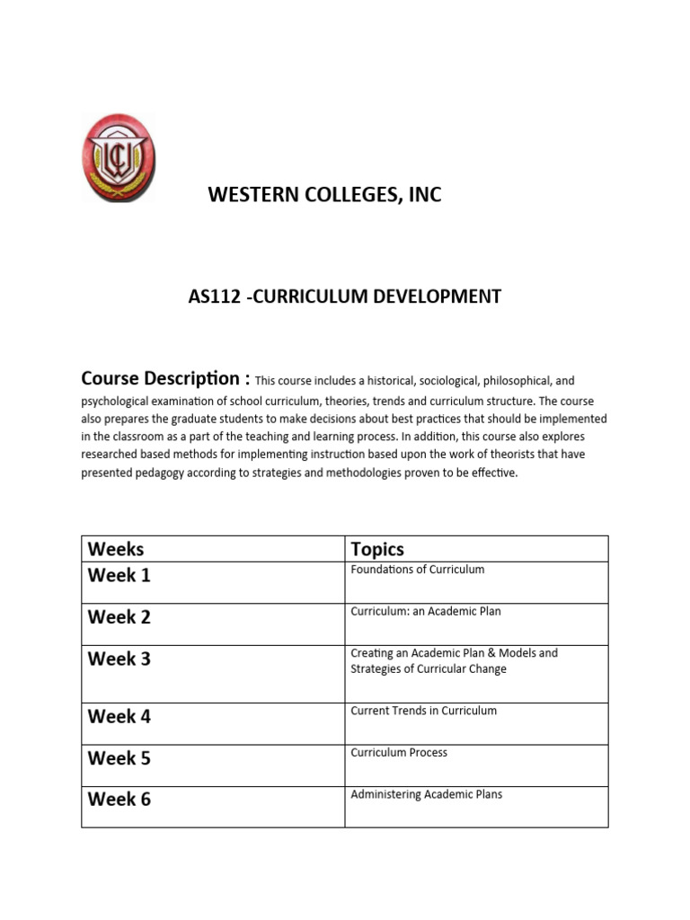 As 112 Curriculum Development | PDF | Curriculum | Pedagogy