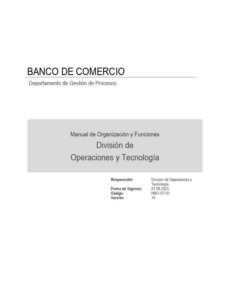 NBO-OT-01 MOF Division de Operaciones y Tecnología | PDF | Contabilidad ...