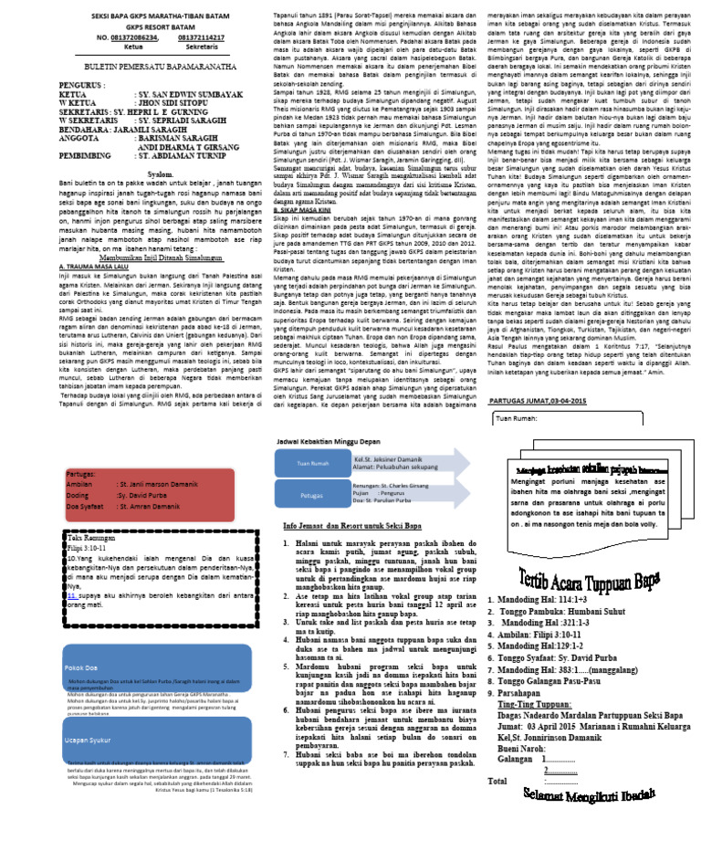 Seksi Bapa Gkps Maratha 03 April | PDF