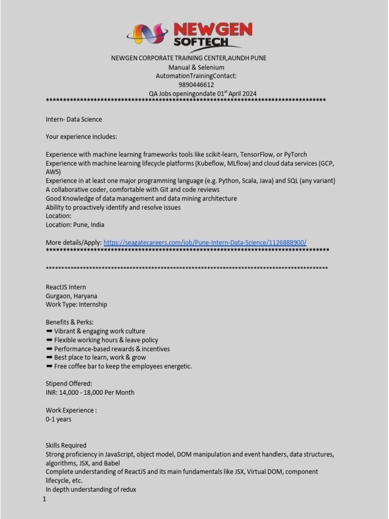 Freshers Jobs 01 Apr 2024 | PDF | Computer Programming | Software Development