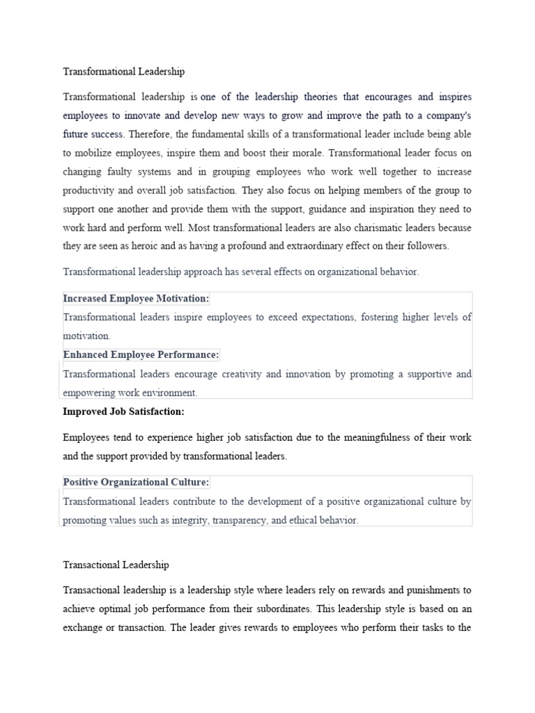 Leadership | PDF | Leadership | Transformational Leadership