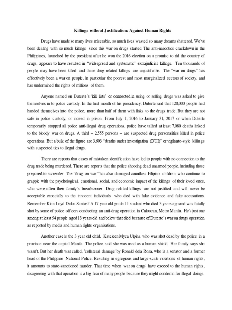 POSITION PAPER | PDF | Rodrigo Duterte | Crimes