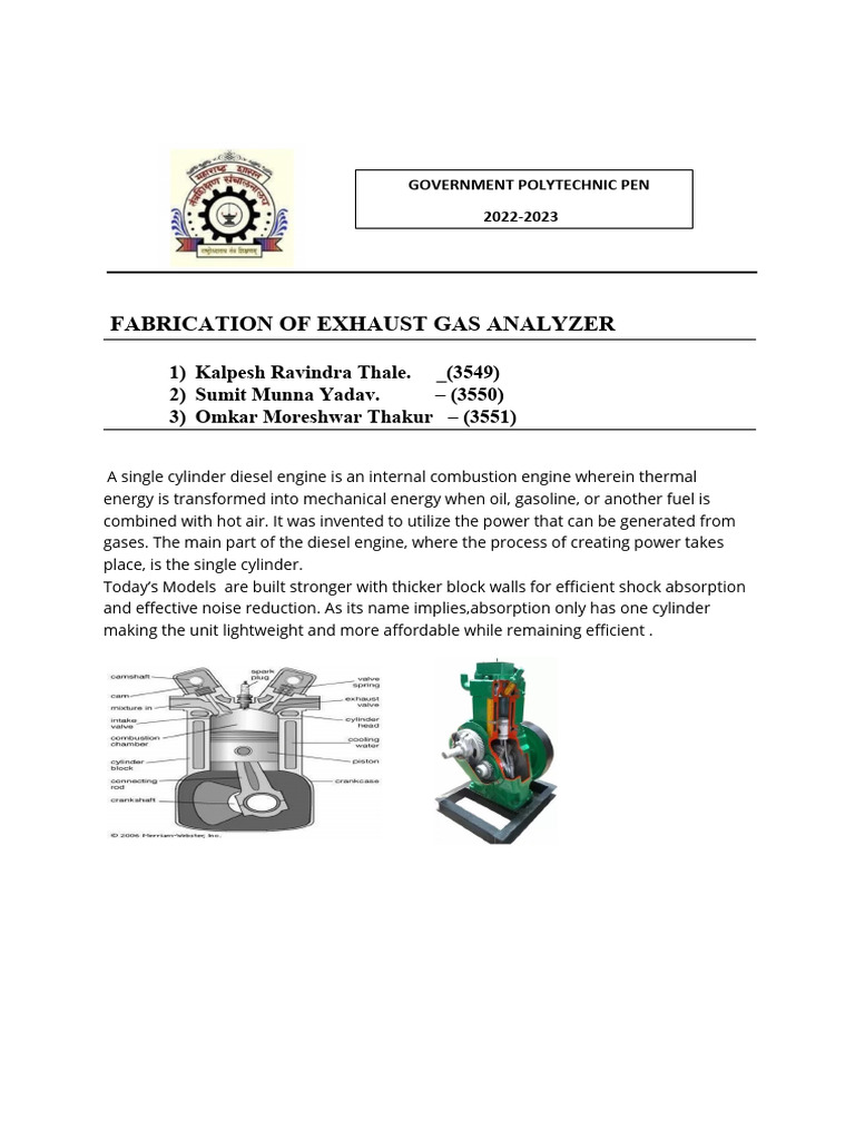 PER microproject | PDF | Internal Combustion Engine | Diesel Engine