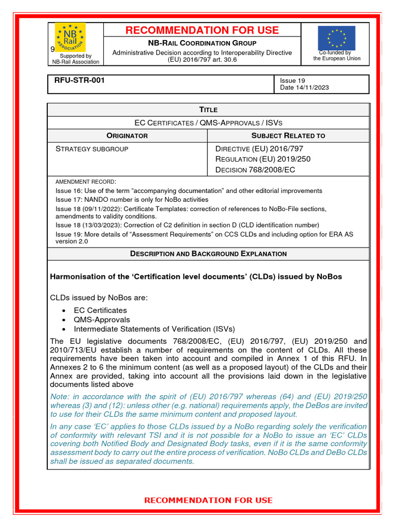 RFU-STR-001 Content of EC Certificates | PDF | European Union