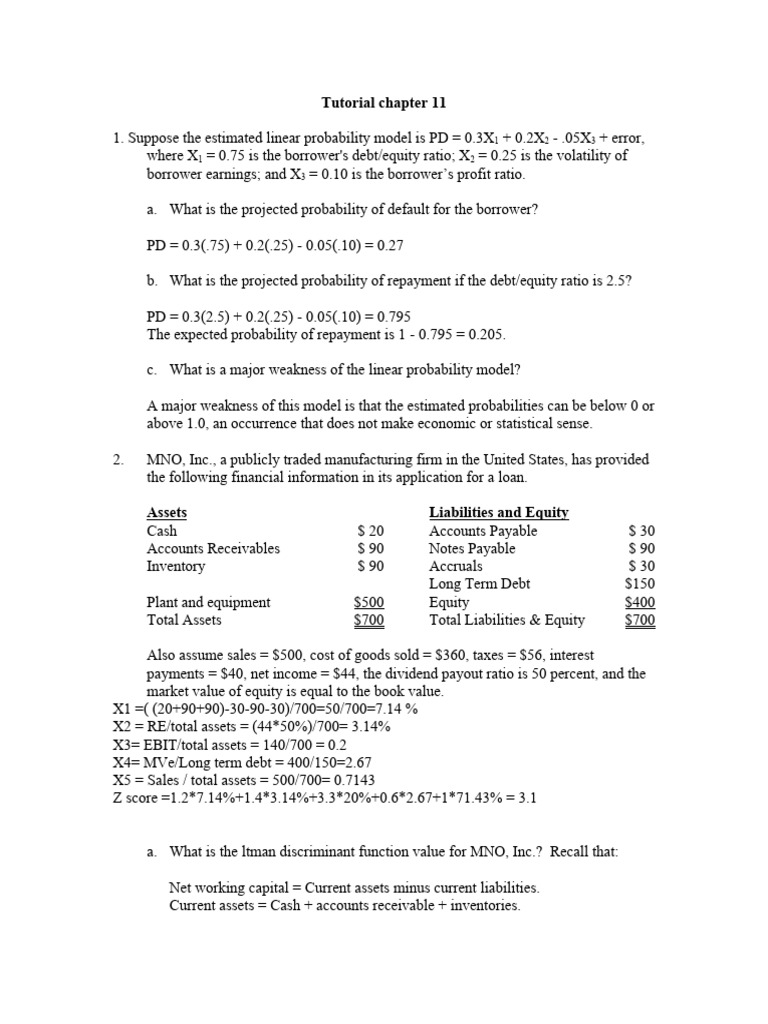 Tutorial Chapter 11 - Solution | PDF | Equity (Finance) | Debt