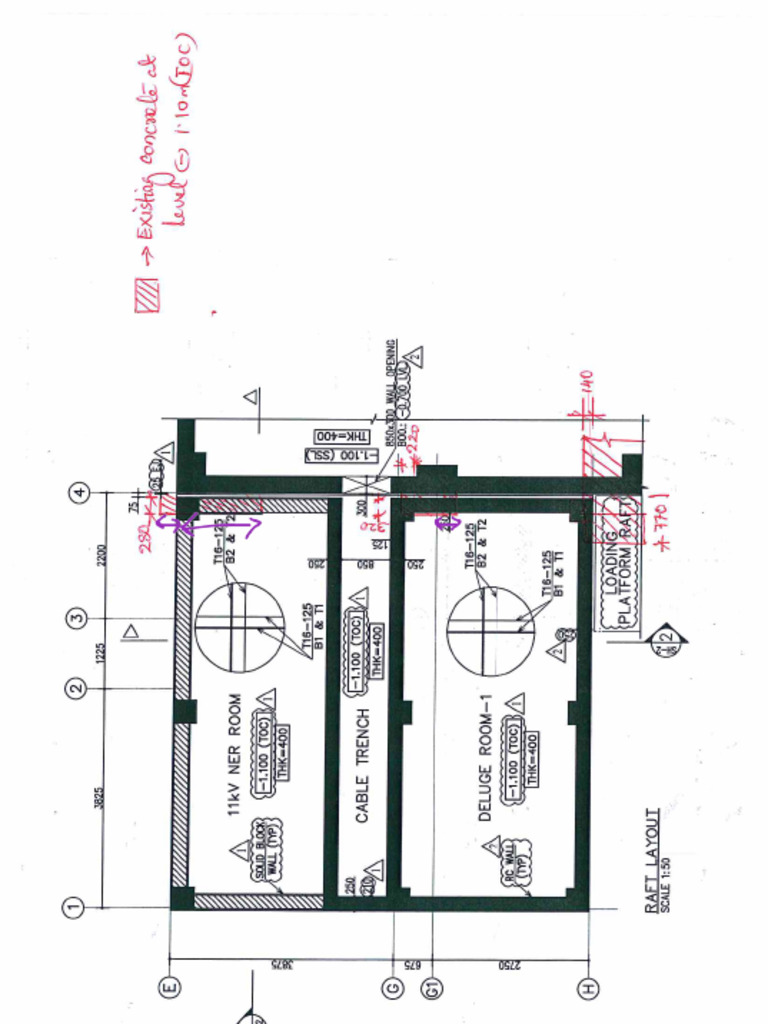 Deluge Room - 1 & NER Room - Column Rebar Fouling to 33 Kv Raft-1 | PDF