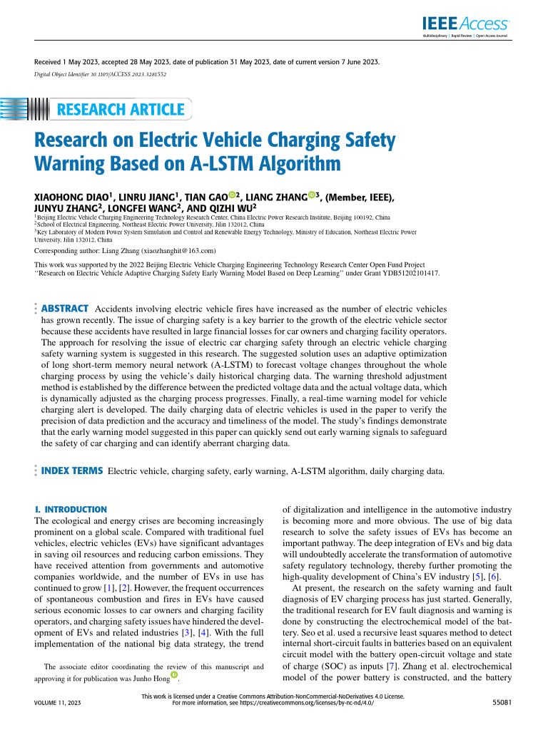 Research On Electric Vehicle Charging Safety Warning Based On A Lstm