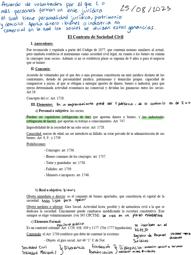 Contrato de Sociedad Civil | PDF | Sociedad de responsabilidad limitada | Bienes (Ley)