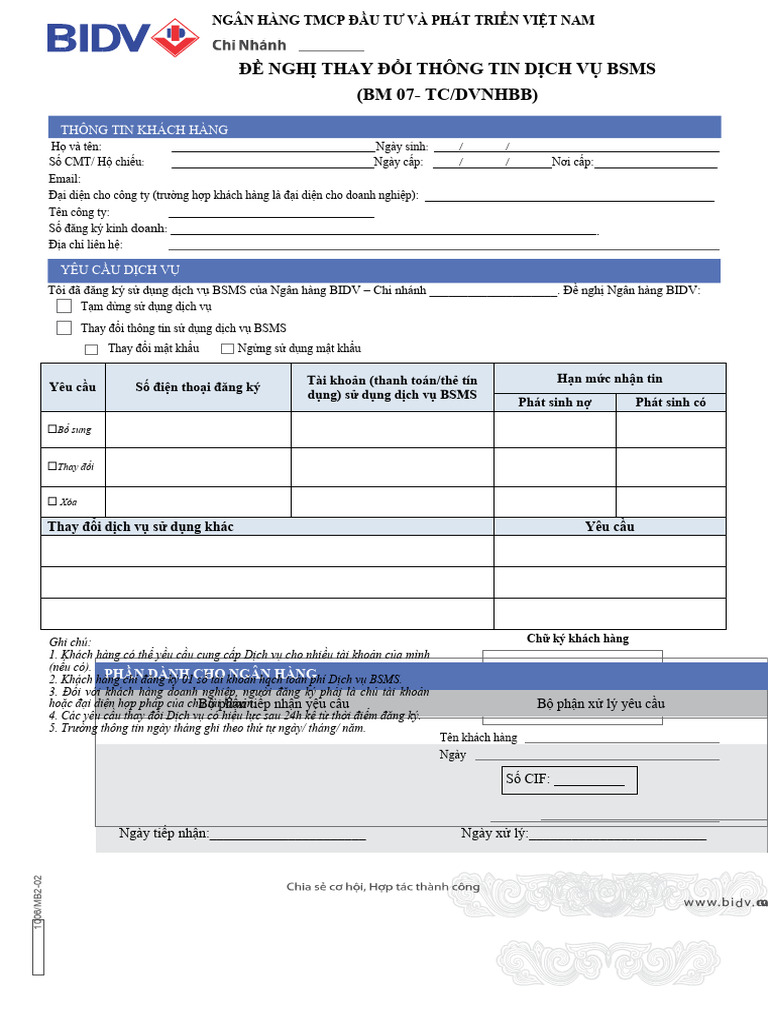 Bieu+mau+dang+ky+thay+doi+dich+vu+BSMS+danh+cho+Khach+hang+doanh+nghiep | PDF