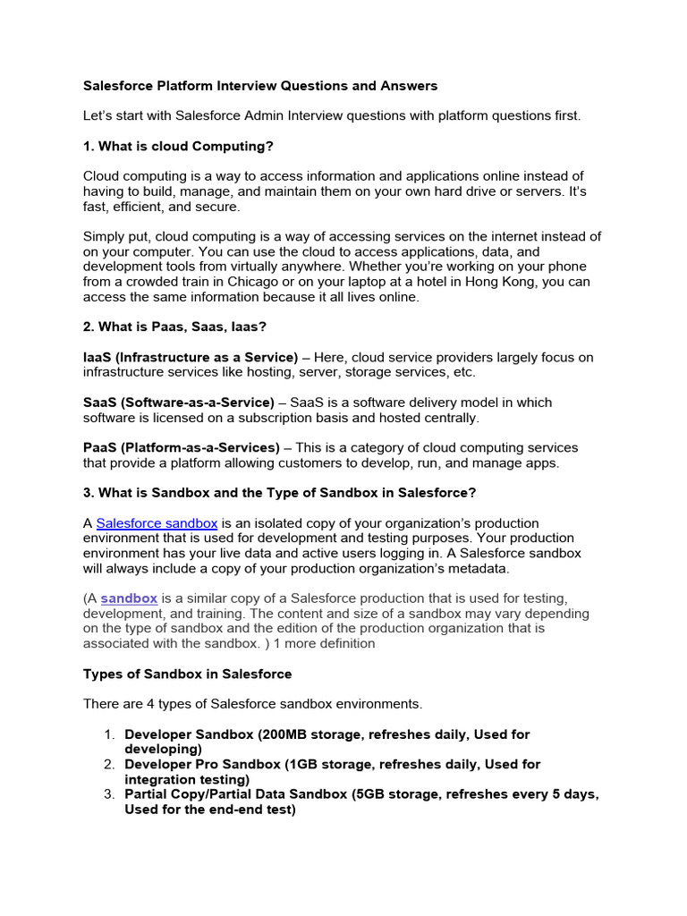 Interview QA | PDF | Software As A Service | Cloud Computing
