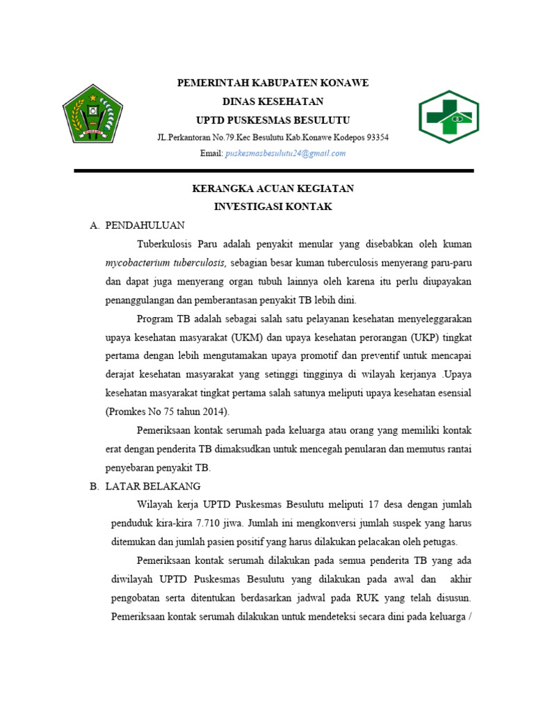 Kak. Investigasi Kontak TB | PDF
