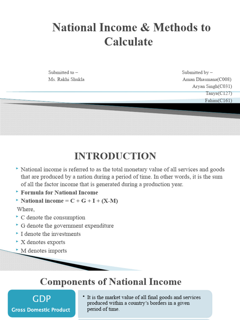 National Income & Methods To Calculate | PDF | Measures Of National ...