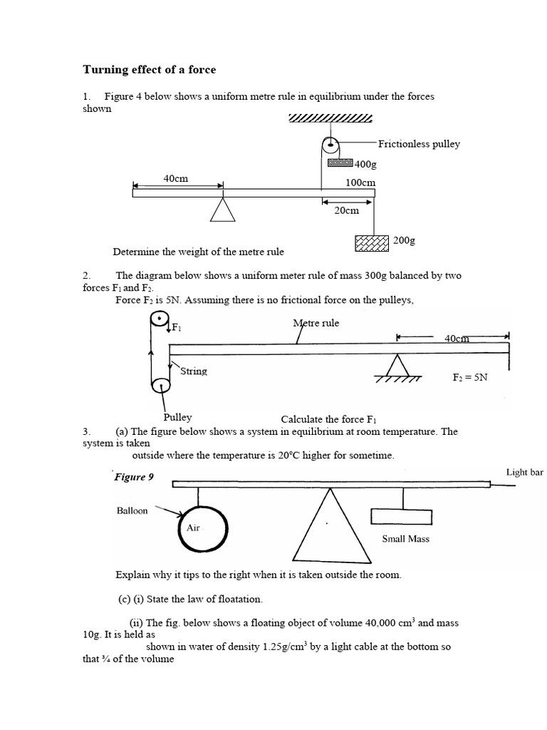 Turning Effect of A Force | PDF | Force | Weight